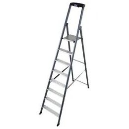 Stehleiter Krause "SePro S", grau (anthrazit), B:55cm H:13cm L:255cm, Aluminium, Leitern, Alu eloxiert, 1x8 Stufen, Arbeitshöhe ca. 370 cm