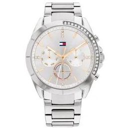 Multifunktionsuhr Tommy Hilfiger "KENNEDY", silber (silberfarben), Armbanduhren, Damen, Quarzuhr, Armbanduhr, Damen, Datum, Glaskristalle, Edelstahlarmband