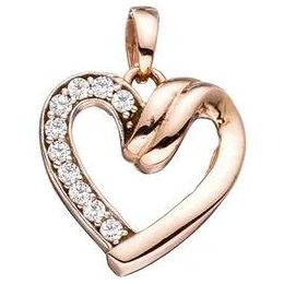 Herzanhänger Jobo "Anhänger Herz", rosa (roségold 333), Schmuckanhänger, Damen, Roségold 333, 333 Roségold mit 10 Zirkonia