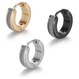Creolen-Set Firetti "Multipack Schmuck Geschenk Ohrschmuck Creolenset", gelb (edelstahlfarben, gelbgoldfarben, schwarz), Ohrringe, Damen, Edelstahl