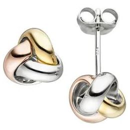 Paar Ohrstecker Jobo, silber (silber 925), Ohrringe, Damen, Silber 925 (Sterlingsilber), Knoten 925 Silber tricolor