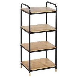 Ablageregal Wenko "Loft", braun (brett: braun, rahmen: schwarz, schwarz), B:42 H:94,5 T:33,5, Regale, Badregal, 4 Etagen