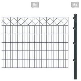 Doppelstabmattenzaun Arvotec "ESSENTIAL 120 zum Einbetonieren "Karo" mit Zierleiste", grau (anthrazit), H:120cm, Kunststoff, Stahl, Zaunelemente, Zaunh&ouml;he 120 cm, Zaunl&auml;nge 2 - 60 m