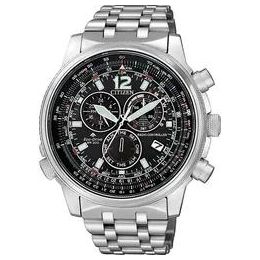 Funkchronograph Citizen, silber (silberfarben), Armbanduhren, Herren, Armbanduhr, Herrenuhr, Solar, Stoppfunktion, bis 20 bar wasserdicht