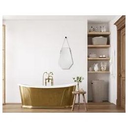 Dekospiegel Mirrors and More "Emmi", gold (goldfarbig), B:48,5cm H:66cm, Kunststoff, Spiegel, sechseckige Form, dekoratives Lederband