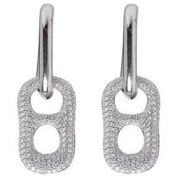 Paar Creolen FILIPPA FIRENZE "Dolce far Niente", silber (silberfarben), Ohrringe, Damen, Edelstahl, mit funkelnden Strass-Steinchen