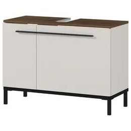 Waschbeckenunterschrank Germania "Yonkers", braun (kaschmir, nussbaum, nachbildung), B:80cm H:58,5cm T:34cm, Schränke, Hochwertige ABS-Kanten, Griffe & hohe Füße aus Metall, Breite 80 cm