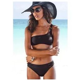 Bustier-Bikini-Top s.Oliver "Rome", Damen, Gr. 38, Cup A/B, schwarz, Microfaser, Polyamid, unifarben, Bikini-Oberteile, mit One-Shoulder-Form