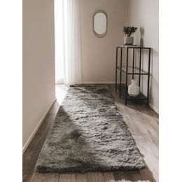 benuta Nest Hochflor Shaggyteppich Whisper Grau 80x300 cm - Bettvorleger für Schlafzimmer