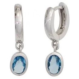 Paar Creolen Jobo, silber (silber 925), Ohrringe, Damen, Silber 925 (Sterlingsilber), 925 Silber mit Zirkonia