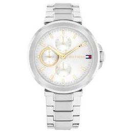 Multifunktionsuhr Tommy Hilfiger "LORI", silber (silberfarben, silberfarben), Armbanduhren, Damen, Quarzuhr, Armbanduhr, Damenuhr, Edelstahlarmband, Edelstahlarmband