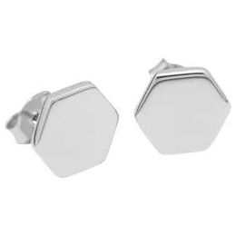 Paar Ohrstecker Firetti "Schmuck Geschenk Ohrschmuck Sechseck", silber (edelstahlfarben), Ohrringe, Damen, Edelstahl, Made in Germany