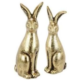 Osterhase I.GE.A. "Hasen Paar, Ostern", gold (goldfarben), B:6cm H:18cm, Terrakotta, Dekofiguren, Dekofigur, Osterdeko, Osterfigur