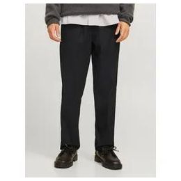 Jack & Jones Stoffhose JACK & JONES "JPSTKANE – Lässige Hose mit Bündchen, pflegeleicht und relaxed", Herren, Gr. XL, N-Gr, schwarz, Web, Obermaterial: 68% Polyester, 28% Viskose, 4% Elasthan, unifarben, modisch, relaxed fit normal, Hosen, meliert, modisch, relaxed fit, Web