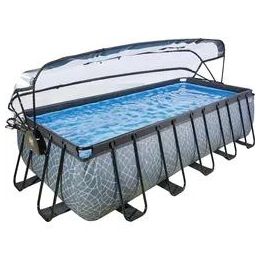 Framepool EXIT "inkl. multifunktionaler Abdeckung & Wärmepumpe", grau, B:250cm H:122cm L:540cm, Schwimmbecken, 250x540x122 cm, mit Sandfilteranlage, Wärmepumpe, Sicherheitsleiter