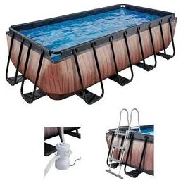 Framepool EXIT, braun, B:200cm H:100cm L:400cm, Schwimmbecken, BxLxH: 200x400x100 cm, mit Filterpumpe und Sicherheitsleiter
