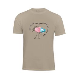 Cotton Prime T-Shirt 'Super Mutti' Herren Gr&ouml;&szlig;e XL beige / himmelblau / rosa