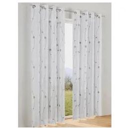 Kutti Gardine HEINE HOME Gr. 4, grau (weiß, grau), B:140cm H:245cm, Polyester, Gardinen