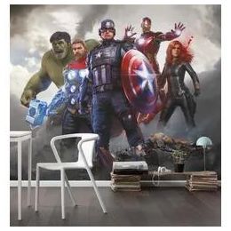 Kindertapete Komar "Marvel Avengers Working Together", bunt, B:300m H:250m, Vlies, Tapeten