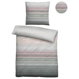Bettwäsche Biberna "0025007", grau (titanium), B/L: 155cm x 220cm, 1 Stk., 1 Stk., Soft-Seersucker, B/L: 80cm x 80cm, 2 Stk., Soft-Seersucker, Obermaterial: 100% Baumwolle, Bettwäsche, absolut bügelfrei, 100% Baumwolle, mit Reißverschluss, ganzjährig