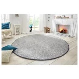 Teppich Hanse Home "Wolly 2" Gr. 9, grau, H:12mm Ø:133cm, Kunstfaser, Teppiche, Flachgewebe, Skandi, Woll-Optik, Esszimmer, Wohnzimmer, Flur