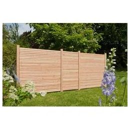 Dichtzaun Kiehn-Holz, beige (natur), H:180cm, Holzwerkstoff, Zaunelemente, 3-tlg., LxH: 486x180 cm, mit 4 Pfosten