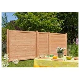Dichtzaun Kiehn-Holz, beige (natur), H:180cm, Holzwerkstoff, Zaunelemente, 3-tlg., LxH: 486x180 cm, mit 4 Pfosten
