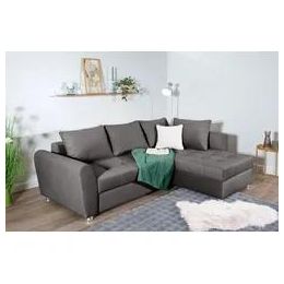 Ecksofa Collection AB "Jana L-Form", grau (anthrazit), B:220cm H:42cm T:161cm, 100%Polyester, Sofas, inkl. Bettfunktion,Bettkasten und Bonnelfederkern