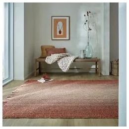Teppich FLAIR RUGS "Jute Ombre", rot, B:120cm H:8mm L:170cm, Jute, Kunstfaser, Wolle, Teppiche