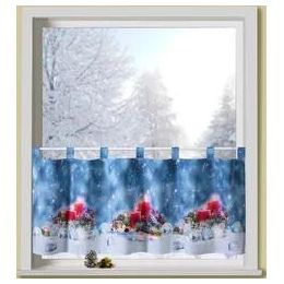Weckbrodt-Gardinen Scheibengardine WECKBRODT "rote Kerzen", bunt (multi), B:120cm H:45cm, Microfaser, Polyester, Gardinen, Bistro, Microsatin, Weihnachten, HxB 45x120cm, Gardine, Store