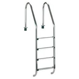 Poolleiter Clear Pool "Tiefbeckenleiter Edelstahl", silber (silberfarben), H:150cm, Edelstahl, Leitern, 4 Stufen