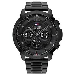 Multifunktionsuhr Tommy Hilfiger "LUCA", schwarz, Armbanduhren, Herren, Quarzuhr, Armbanduhr, Herrenuhr, Datum, Edelstahlarmband
