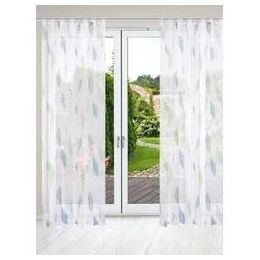 Gardine Heine HOME Gr. 2, bunt (blaugrün, weiß), B:140cm H:175cm, Polyester, Gardinen
