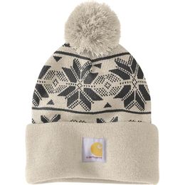 Carhartt M&uuml;tze "Knit Pom Jacquard Beanie" in Wei&szlig; | Gr.: onesize