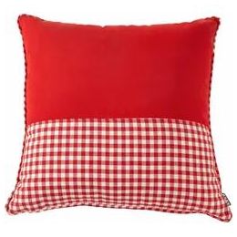 HOCK Dekokissen H.O.C.K. "Hüttenzauber - Karo Patch", rot (rot, bedruckt gemustert kariert), B:50cm L:50cm, Polyester, Dekokissen_Sitzkissen_Kissenhüllen, 50/50 cm, Kissenhülle mit Füllung, 1 Stück