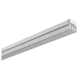 Flächenvorhangschiene Gardinia "Emia Komplett Set" Gr. 1, grau (aluminiumfarben), 2 läufig, Aluminium, Kunststoff, Sichtschutzbefestigungen