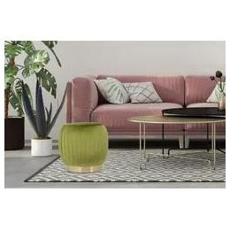 Sitzhocker Kayoom "Hocker Lilje, Edler Touch durch goldenen Sockel,Hochwertiger Samtbezug", grün (pistachio, grün), B:43 H:42 T:43, Bezug: 100% Polyester/ Korpus: MDF, Sperrholz Gestell: Edelstahl, Hocker, Sitzhocker, samtweich, gesteppte Ziernaht, Edelstahlsockel, Hochwertiger Samtbezug