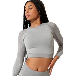 Stark Soul® Stark Soul Long Sleeve Crop Top in Grau | Gr.: M