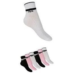 Kurzsocken Fila "WOMAN QUARTER SOCKS", Damen, Gr. 35-38, weiß (weiß, sweet pink), Baumwollmischung, unifarben, Socken, mit gerippter Knöchelpartie