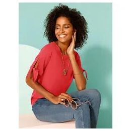 Kurzarmshirt Classic Basics "Shirt", Damen, Gr. 52, rot (korallenrot), 100% Baumwolle, unifarben, Rundhals, Shirts
