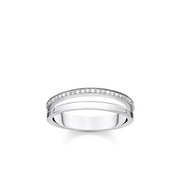 Thomas Sabo Ring Doppel Wei&szlig;e Steine Silber in silber, wei&szlig; | Gr.: 48