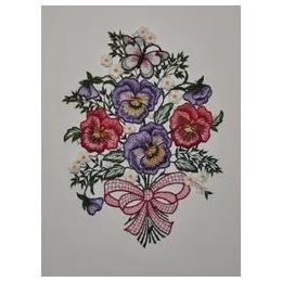 Fensterbild Stickereien Plauen "Veilchen" Gr. 1, bunt, B:20cm H:28cm, Textil, Fensterbilder