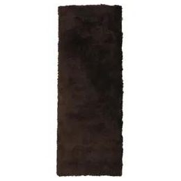 Hochflor-Teppich CarpetFine "Breeze", braun (dunkelbraun), B:75cm H:45mm L:240cm, Polyester, Teppiche, besonders weich mit leichtem Glanz Garn, Wohnzimmer