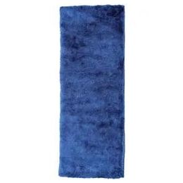 Hochflor-Teppich CarpetFine "Breeze", blau, B:80cm H:45mm L:350cm, Polyester, Teppiche, besonders weich mit leichtem Glanz Garn, Wohnzimmer