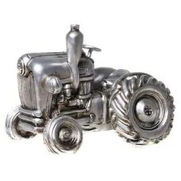 Spardose AMBIENTE HAUS "Trecker, silberfarben", silber (altsilberfarben), B:16cm H:12cm T:12cm, Kautschuk, Spardosen, Sparschwein, Retro-Design, ideales Geschenk