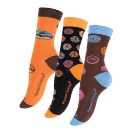 Vincent Creation Socken 'Donuts' Damen Gr&ouml;&szlig;e 41/45 royalblau / braun / orange / schwarz