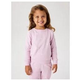 Sweatshirt name it "NMFVALBA – Sweater mit Herzchen-Alloverdruck und Rippbündchen", Mädchen, Gr. 104, rosa (corsage), Sweatware, Obermaterial: 100% Baumwolle, bedruckt, normal normal, Rundhals, Rippbündchen, Sweatshirts, bedruckt, casual, regular fit, Sweatware, Rundhals