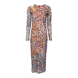 Hugo Kleid 'Nalusia' Damen Größe 36 hellbraun / dunkelbraun / flieder Winterkleid