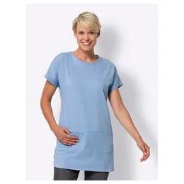 Longshirt Classic Basics "Longshirt", Damen, Gr. 56, blau (himmelblau), 100% Baumwolle, unifarben, Rundhals, Shirts