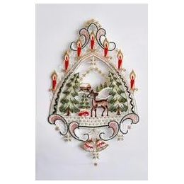 Fensterbild Stickereien Plauen "Reh im Wald", bunt, B:20cm H:32cm, Polyester, Fensterbilder